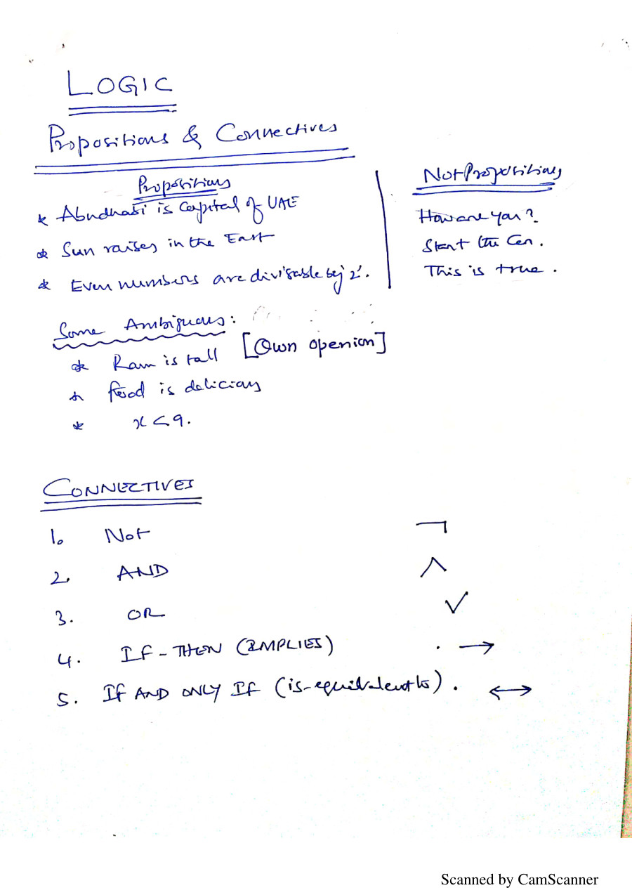 Notes On Logic Propositions And Connectives Notes Myprivatetutor Uae 